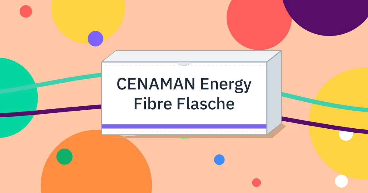 Symbolbild: Packung mit der Aufschrift CENAMAN Energy Fibre Flasche (PZN 18883170) – Verfügbarkeit und Bezug in Apotheken in Frankfurt am Main