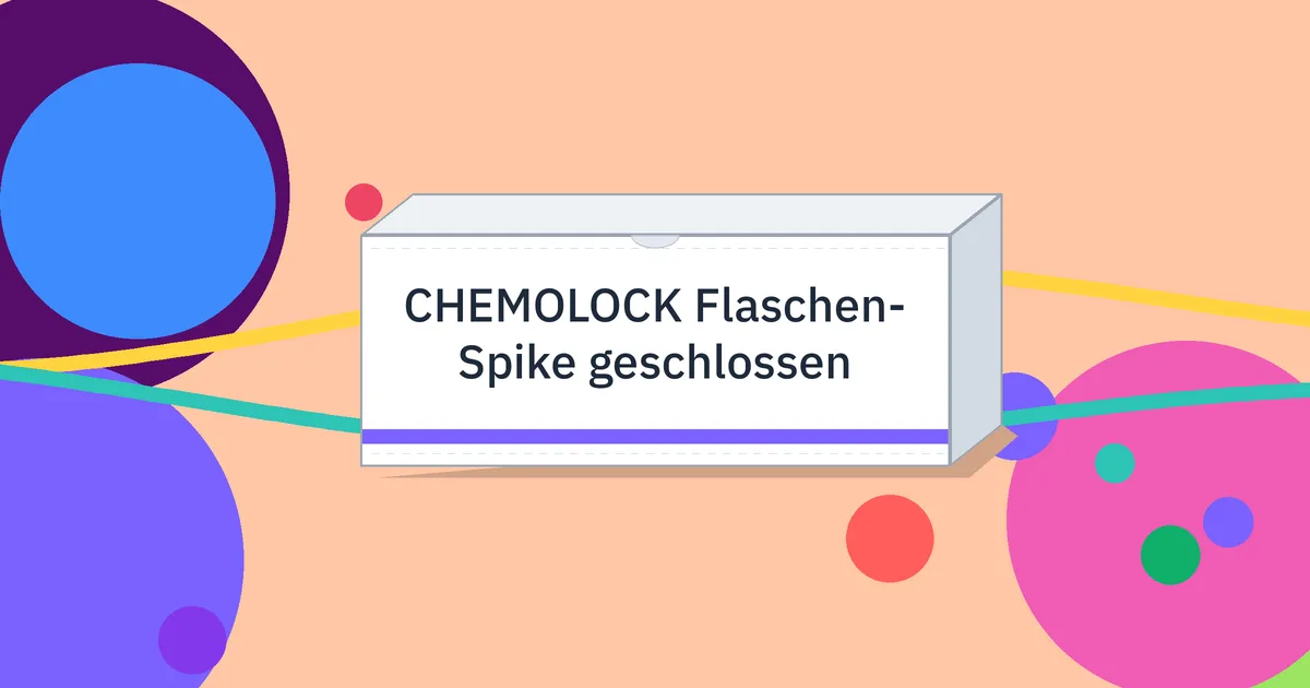 Symbolbild: Packung mit der Aufschrift CHEMOLOCK Flaschen-Spike geschlossen (PZN 18499514) – Verfügbarkeit und Bezug in Apotheken in Frankfurt am Main