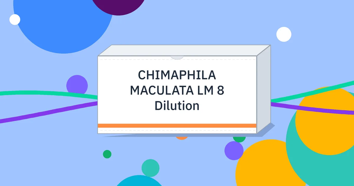 Symbolbild: Packung mit der Aufschrift CHIMAPHILA MACULATA LM 8 Dilution (PZN 13441728) – Verfügbarkeit und Bezug in Apotheken in Frankfurt am Main