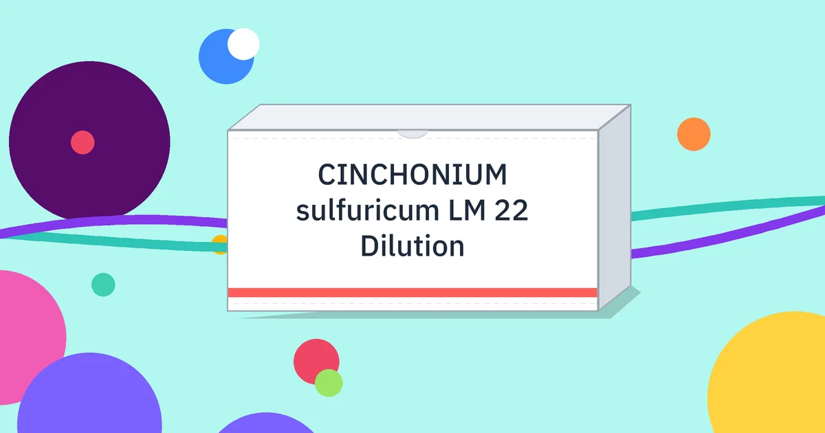 Symbolbild: Packung mit der Aufschrift CINCHONIUM sulfuricum LM 22 Dilution (PZN 13446565) – Verfügbarkeit und Bezug in Apotheken in Frankfurt am Main