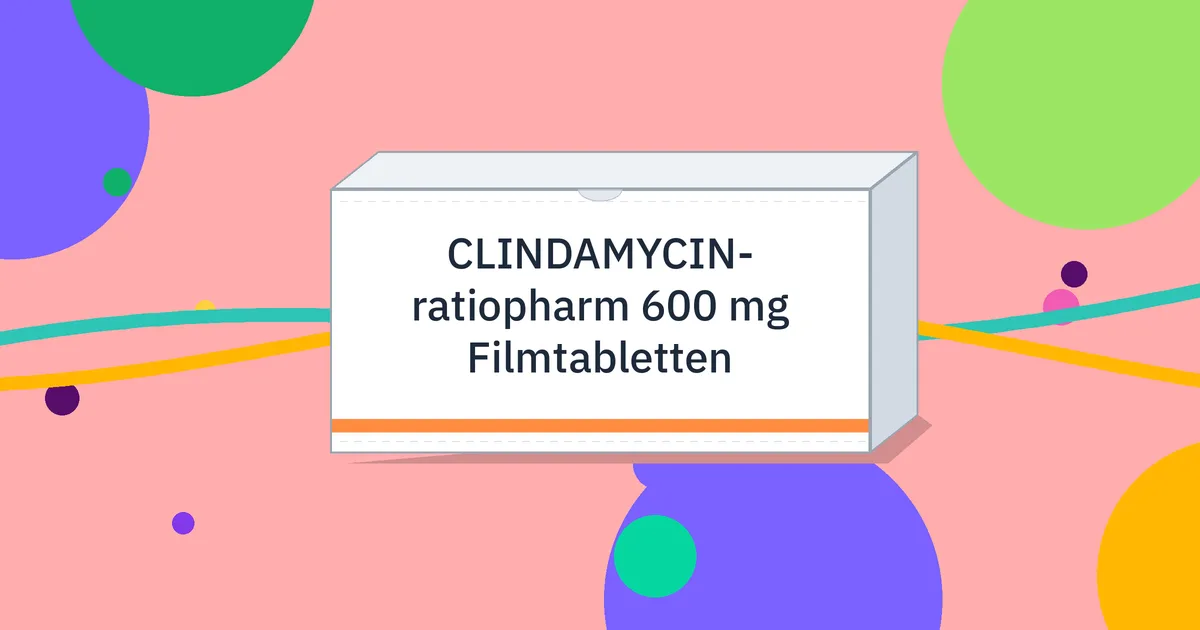 Symbolbild: Packung mit der Aufschrift CLINDAMYCIN-ratiopharm 600 mg Filmtabletten (PZN 09739741) – Verfügbarkeit und Bezug in Apotheken in Frankfurt am Main