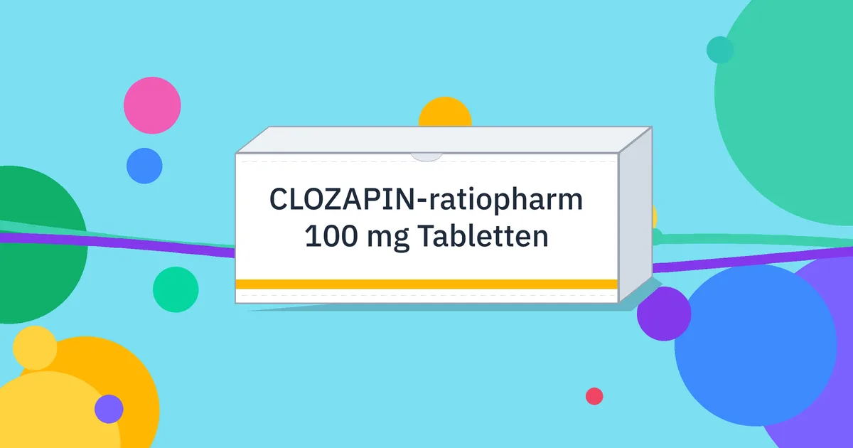 Symbolbild: Packung mit der Aufschrift CLOZAPIN-ratiopharm 100 mg Tabletten (PZN 04991654) – Verfügbarkeit und Bezug in Apotheken in Frankfurt am Main