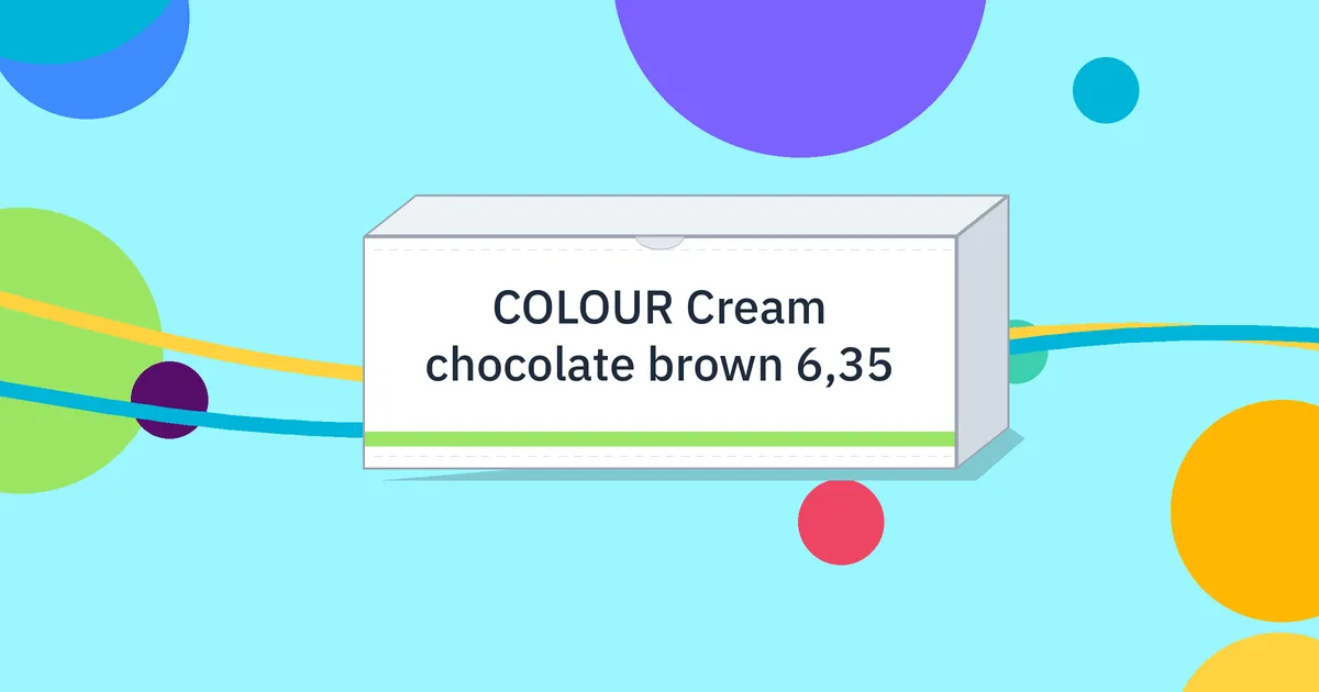 Symbolbild: Packung mit der Aufschrift COLOUR Cream chocolate brown 6,35 (PZN 04562539) – Verfügbarkeit und Bezug in Apotheken in Frankfurt am Main