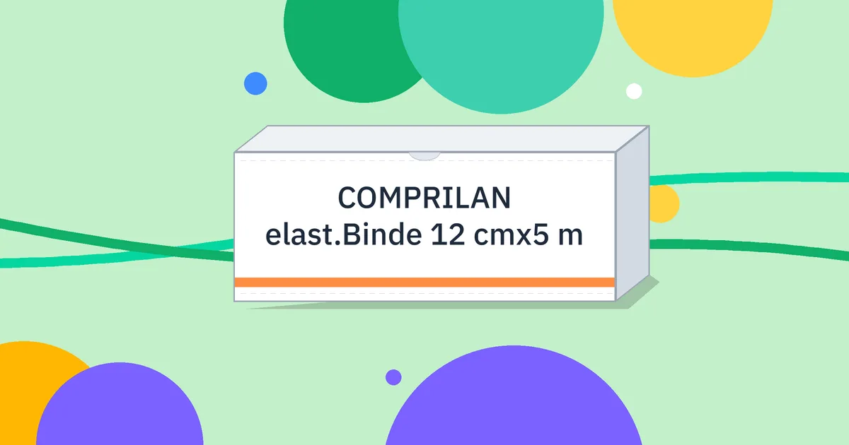 Symbolbild: Packung mit der Aufschrift COMPRILAN elast.Binde 12 cmx5 m (PZN 19814225) – Verfügbarkeit und Bezug in Apotheken in Frankfurt am Main