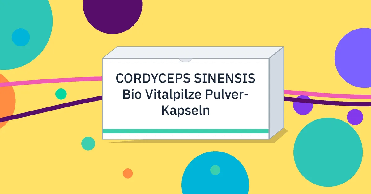 Symbolbild: Packung mit der Aufschrift CORDYCEPS SINENSIS Bio Vitalpilze Pulver-Kapseln (PZN 11604072) – Verfügbarkeit und Bezug in Apotheken in Frankfurt am Main