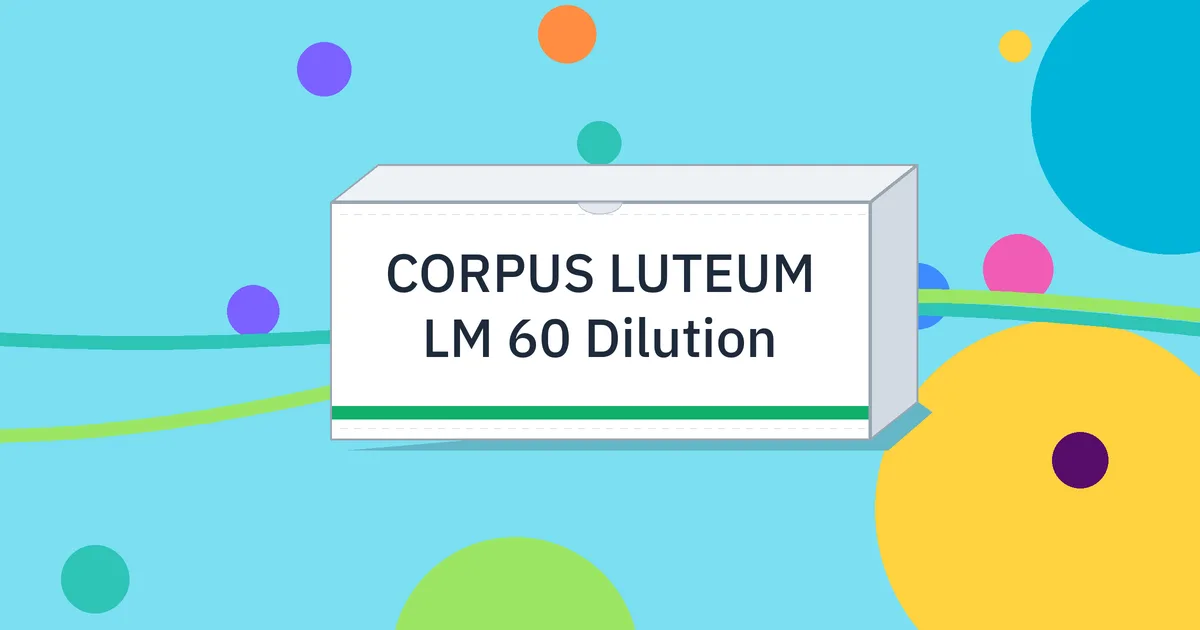 Symbolbild: Packung mit der Aufschrift CORPUS LUTEUM LM 60 Dilution (PZN 12835075) – Verfügbarkeit und Bezug in Apotheken in Frankfurt am Main