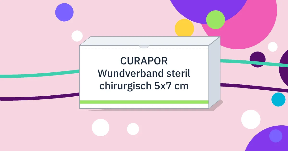 Symbolbild: Packung mit der Aufschrift CURAPOR Wundverband steril chirurgisch 5x7 cm (PZN 19699758) – Verfügbarkeit und Bezug in Apotheken in Frankfurt am Main