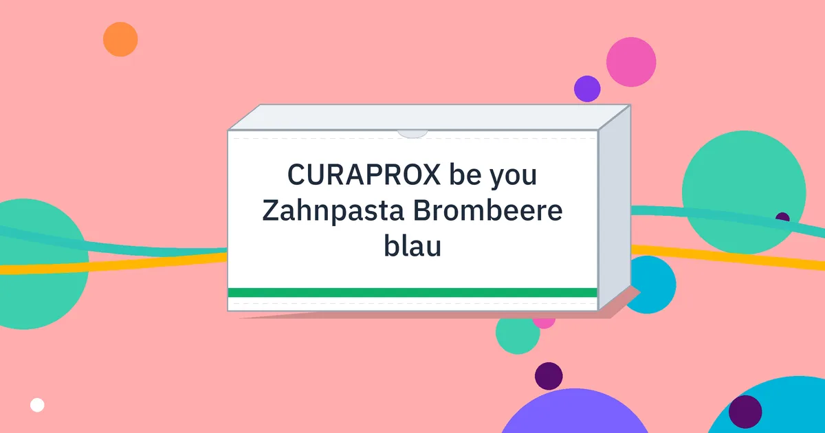 Symbolbild: Packung mit der Aufschrift CURAPROX be you Zahnpasta Brombeere blau (PZN 17448845) – Verfügbarkeit und Bezug in Apotheken in Frankfurt am Main
