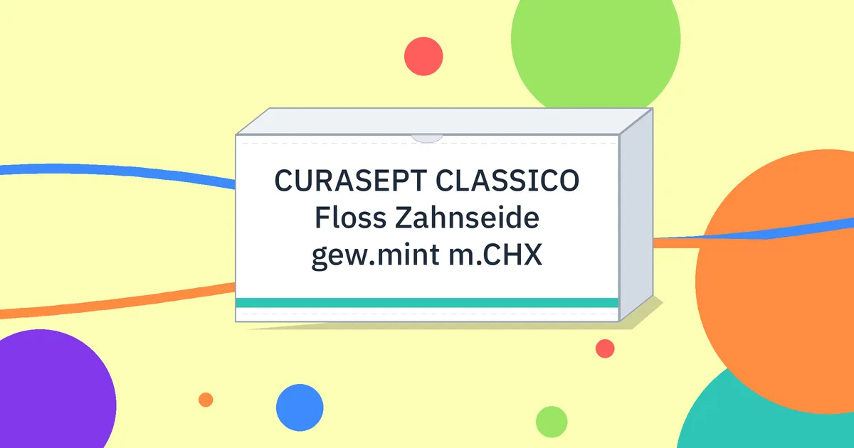 Symbolbild: Packung mit der Aufschrift CURASEPT CLASSICO Floss Zahnseide gew.mint m.CHX (PZN 18680314) – Verfügbarkeit und Bezug in Apotheken in Frankfurt am Main