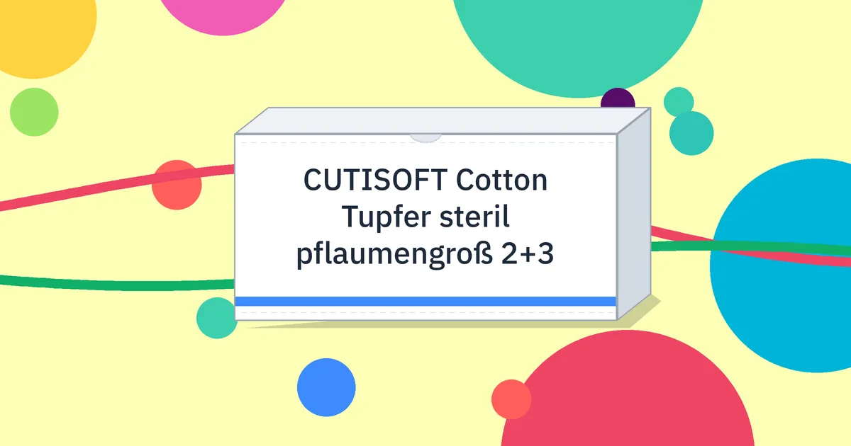 Symbolbild: Packung mit der Aufschrift CUTISOFT Cotton Tupfer steril pflaumengroß 2+3 (PZN 07241037) – Verfügbarkeit und Bezug in Apotheken in Frankfurt am Main
