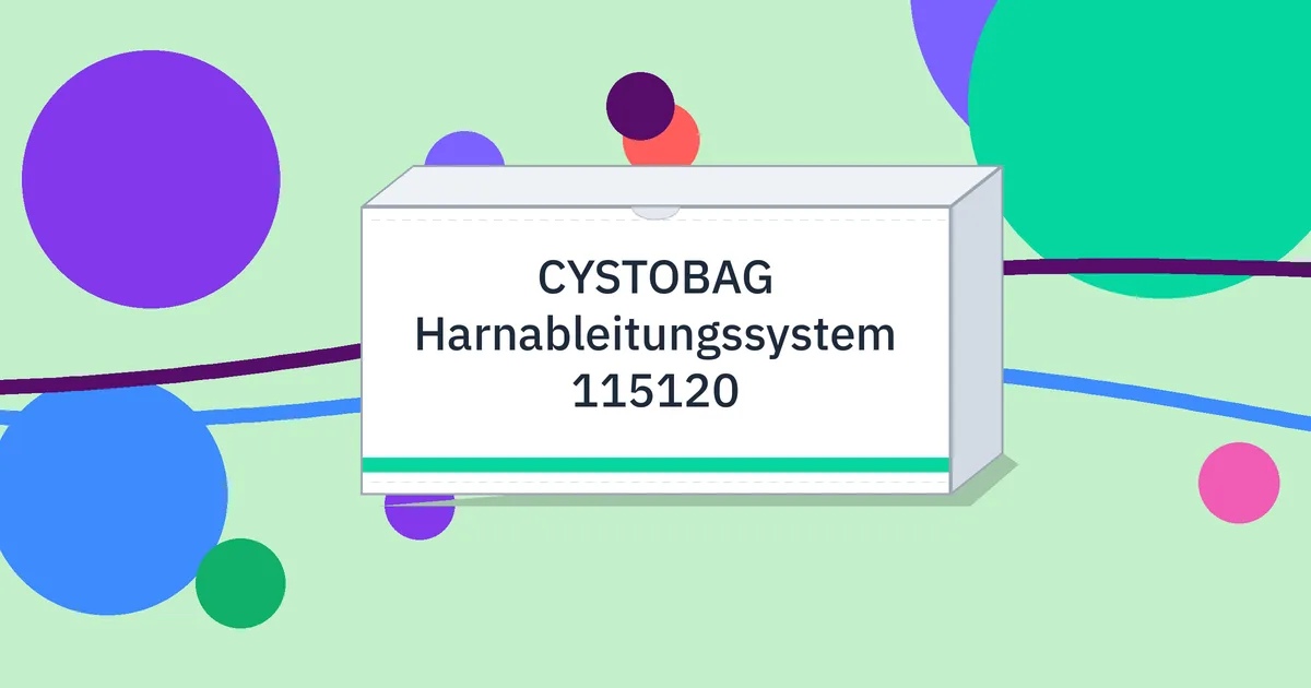 Symbolbild: Packung mit der Aufschrift CYSTOBAG Harnableitungssystem 115120 (PZN 07008105) – Verfügbarkeit und Bezug in Apotheken in Frankfurt am Main