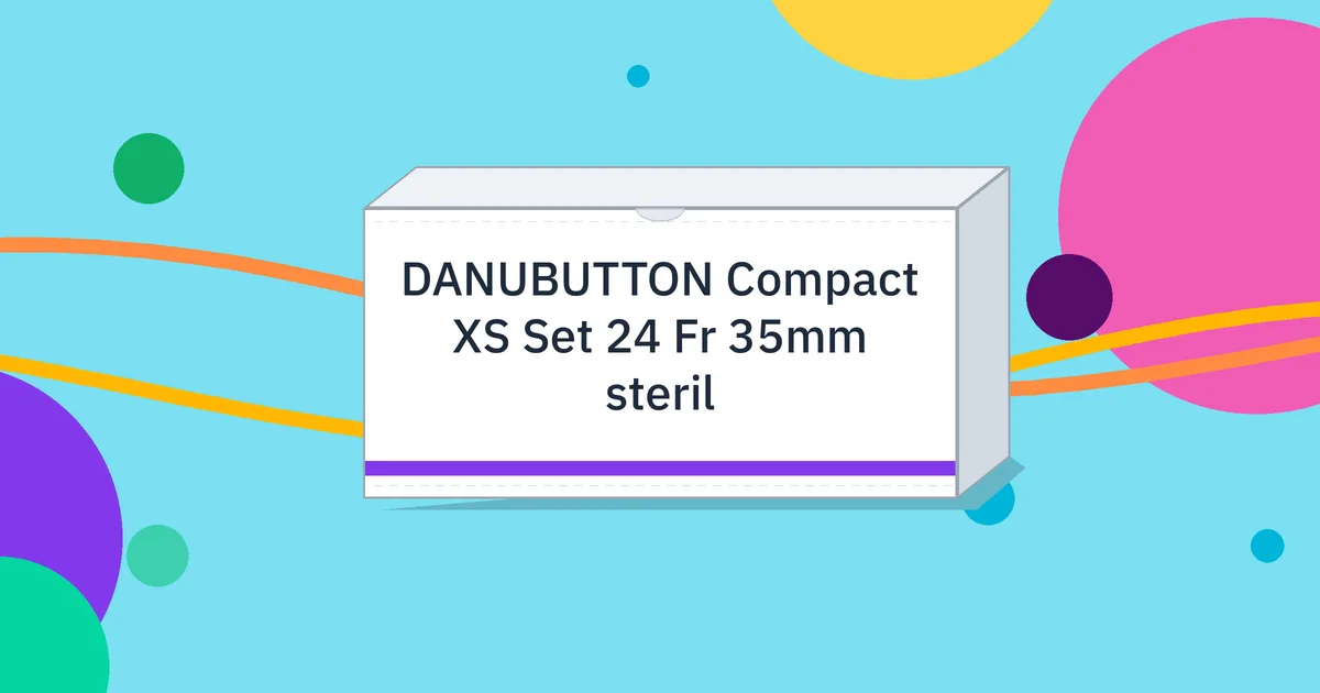 Symbolbild: Packung mit der Aufschrift DANUBUTTON Compact XS Set 24 Fr 35mm steril (PZN 19853426) – Verfügbarkeit und Bezug in Apotheken in Frankfurt am Main