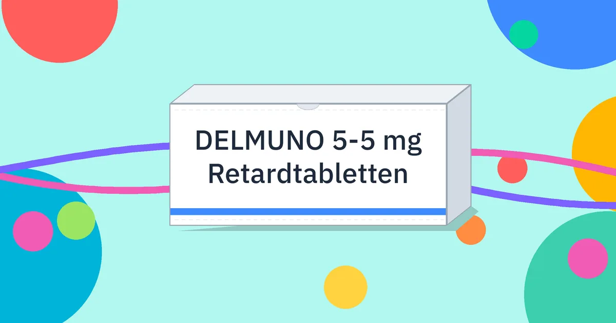 Symbolbild: Packung mit der Aufschrift DELMUNO 5-5 mg Retardtabletten (PZN 17437095) – Verfügbarkeit und Bezug in Apotheken in Frankfurt am Main