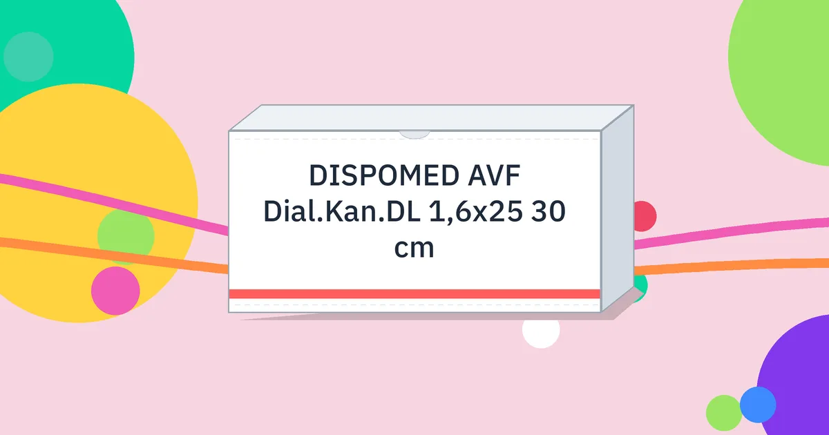 Symbolbild: Packung mit der Aufschrift DISPOMED AVF Dial.Kan.DL 1,6x25 30 cm (PZN 08495627) – Verfügbarkeit und Bezug in Apotheken in Frankfurt am Main