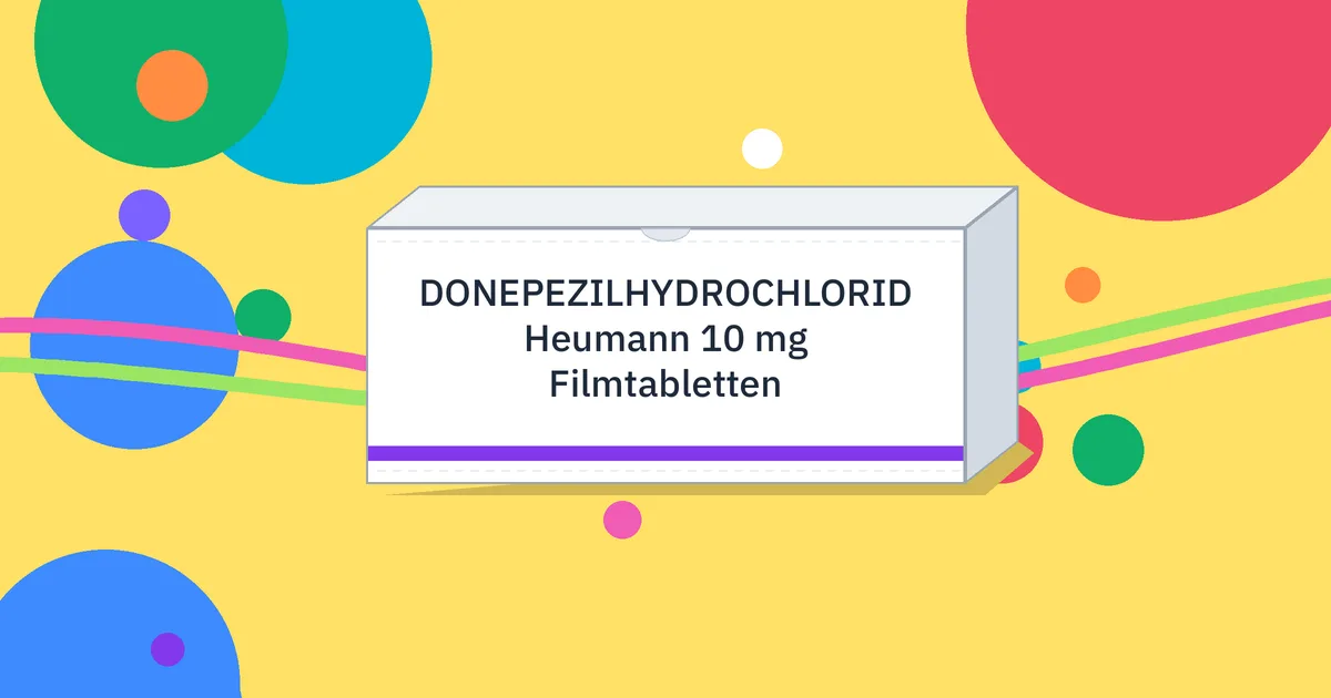 Symbolbild: Packung mit der Aufschrift DONEPEZILHYDROCHLORID Heumann 10 mg Filmtabletten (PZN 08850175) – Verfügbarkeit und Bezug in Apotheken in Frankfurt am Main