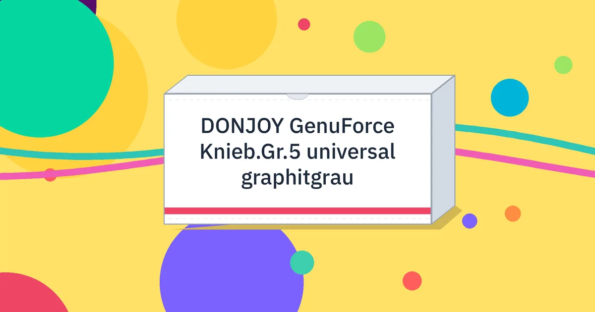 Symbolbild: Packung mit der Aufschrift DONJOY GenuForce Knieb.Gr.5 universal graphitgrau (PZN 18668715) – Verfügbarkeit und Bezug in Apotheken in Frankfurt am Main