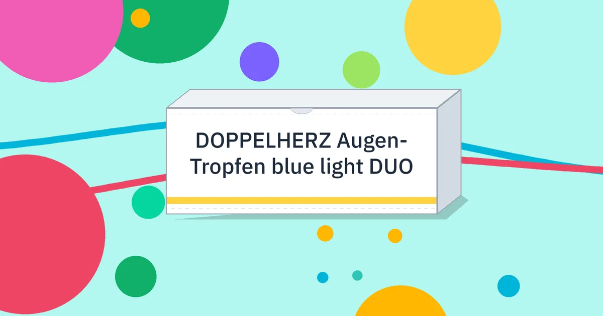 Symbolbild: Packung mit der Aufschrift DOPPELHERZ Augen-Tropfen blue light DUO (PZN 19067662) – Verfügbarkeit und Bezug in Apotheken in Frankfurt am Main