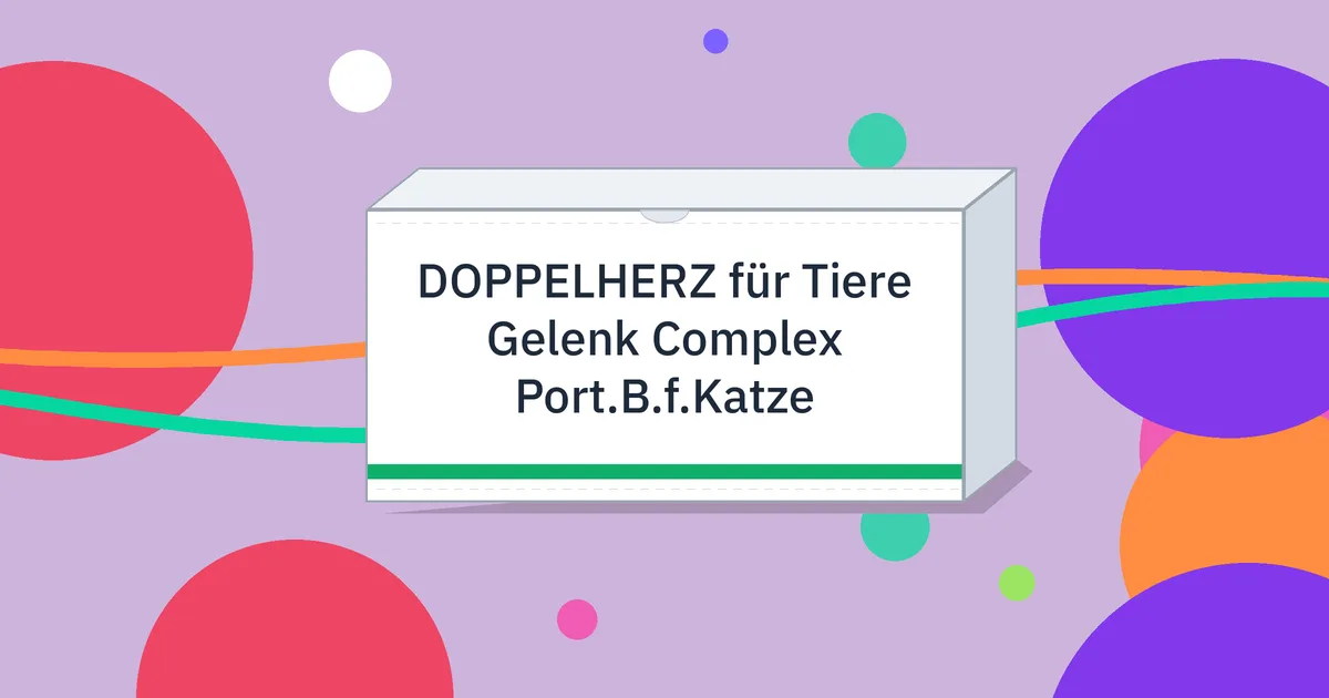 Symbolbild: Packung mit der Aufschrift DOPPELHERZ für Tiere Gelenk Complex Port.B.f.Katze (PZN 17305672) – Verfügbarkeit und Bezug in Apotheken in Frankfurt am Main