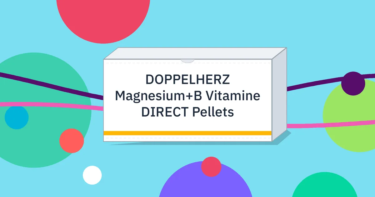 Symbolbild: Packung mit der Aufschrift DOPPELHERZ Magnesium+B Vitamine DIRECT Pellets (PZN 11616135) – Verfügbarkeit und Bezug in Apotheken in Frankfurt am Main