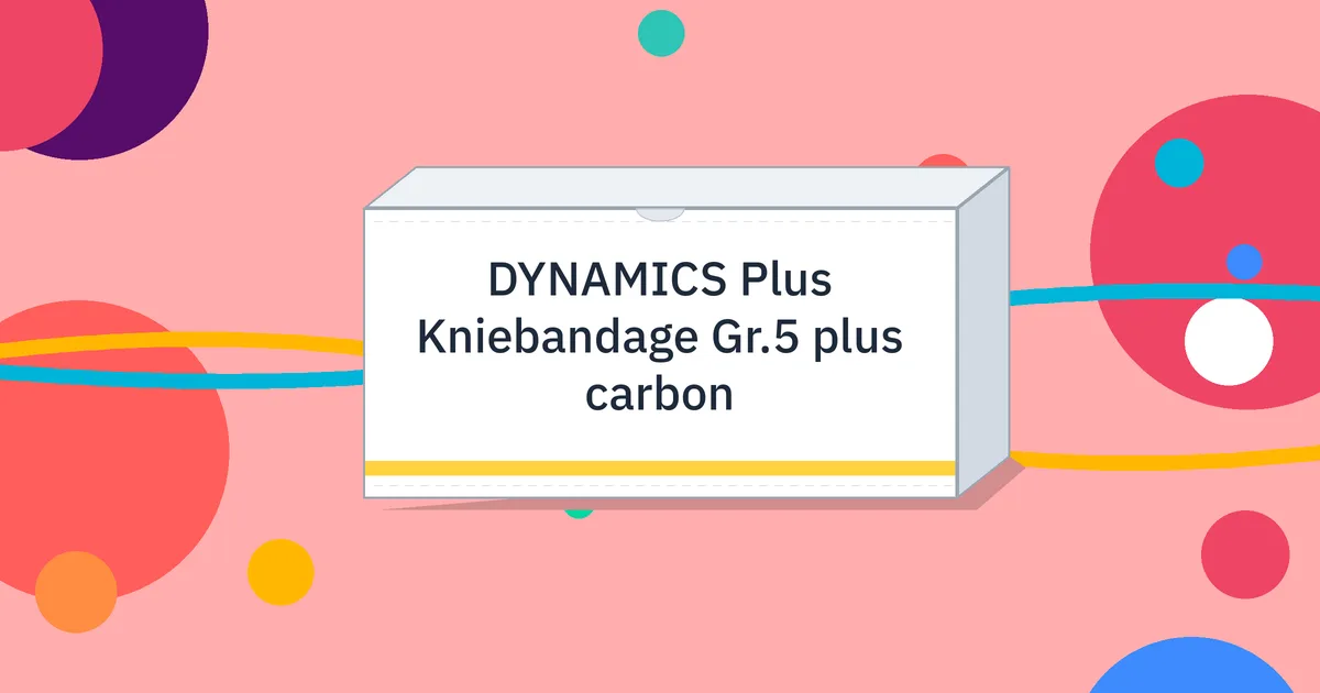 Symbolbild: Packung mit der Aufschrift DYNAMICS Plus Kniebandage Gr.5 plus carbon (PZN 10635225) – Verfügbarkeit und Bezug in Apotheken in Frankfurt am Main