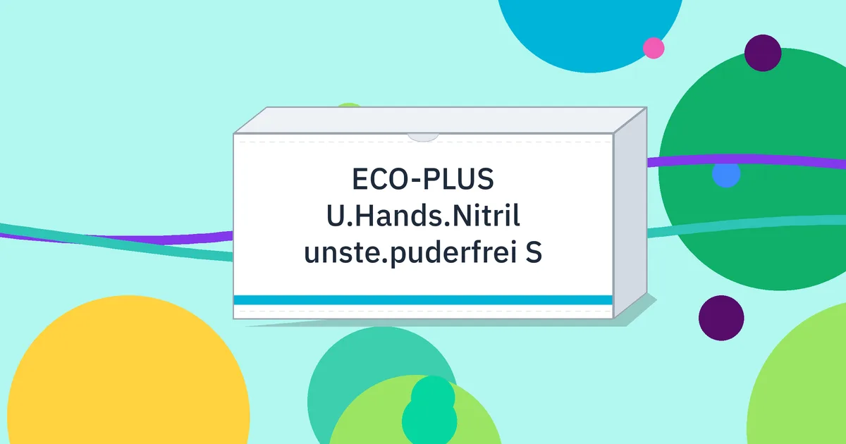 Symbolbild: Packung mit der Aufschrift ECO-PLUS U.Hands.Nitril unste.puderfrei S (PZN 15622351) – Verfügbarkeit und Bezug in Apotheken in Frankfurt am Main