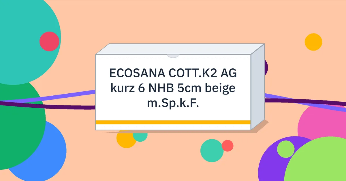 Symbolbild: Packung mit der Aufschrift ECOSANA COTT.K2 AG kurz 6 NHB 5cm beige m.Sp.k.F. (PZN 16950790) – Verfügbarkeit und Bezug in Apotheken in Frankfurt am Main