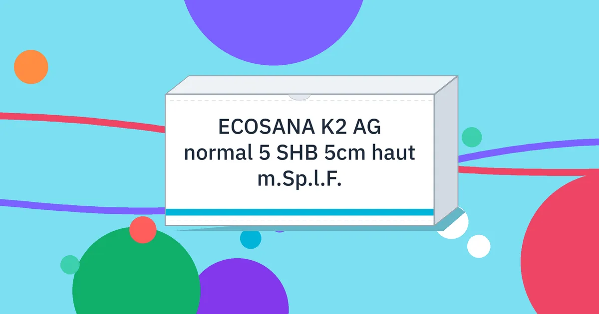 Symbolbild: Packung mit der Aufschrift ECOSANA K2 AG normal 5 SHB 5cm haut m.Sp.l.F. (PZN 10957041) – Verfügbarkeit und Bezug in Apotheken in Frankfurt am Main