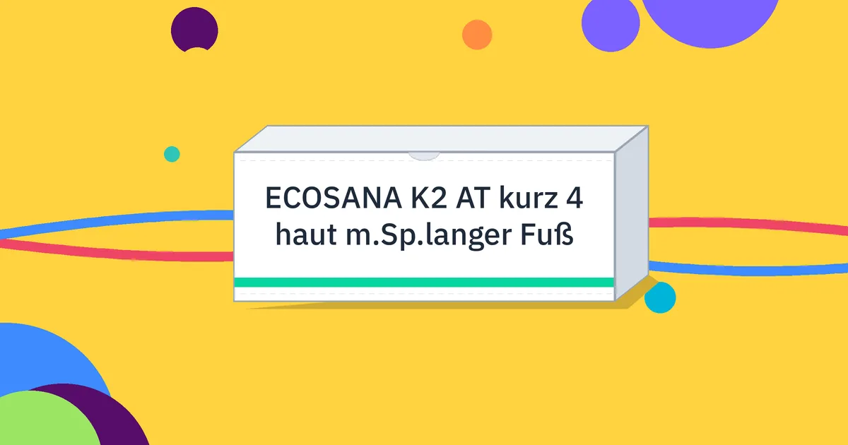 Symbolbild: Packung mit der Aufschrift ECOSANA K2 AT kurz 4 haut m.Sp.langer Fuß (PZN 10954410) – Verfügbarkeit und Bezug in Apotheken in Frankfurt am Main