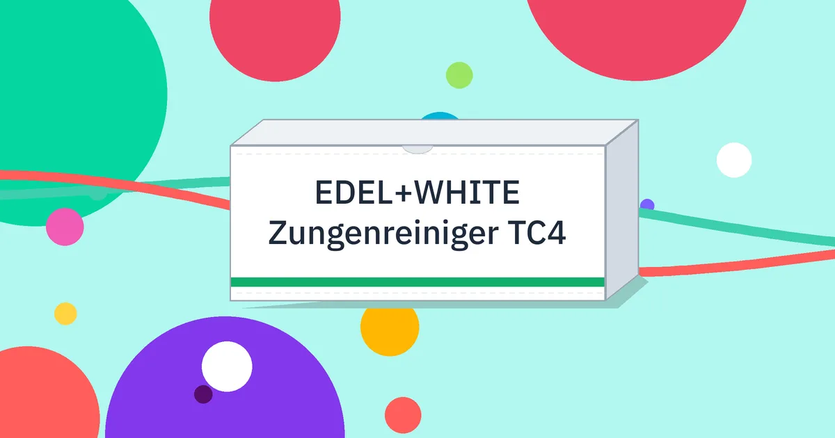 Symbolbild: Packung mit der Aufschrift EDEL+WHITE Zungenreiniger TC4 (PZN 17180710) – Verfügbarkeit und Bezug in Apotheken in Frankfurt am Main