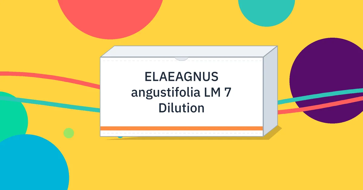 Symbolbild: Packung mit der Aufschrift ELAEAGNUS angustifolia LM 7 Dilution (PZN 13469253) – Verfügbarkeit und Bezug in Apotheken in Frankfurt am Main