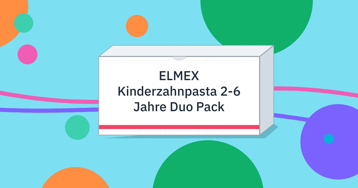 Symbolbild: Packung mit der Aufschrift ELMEX Kinderzahnpasta 2-6 Jahre Duo Pack (PZN 18241916) – Verfügbarkeit und Bezug in Apotheken in Frankfurt am Main