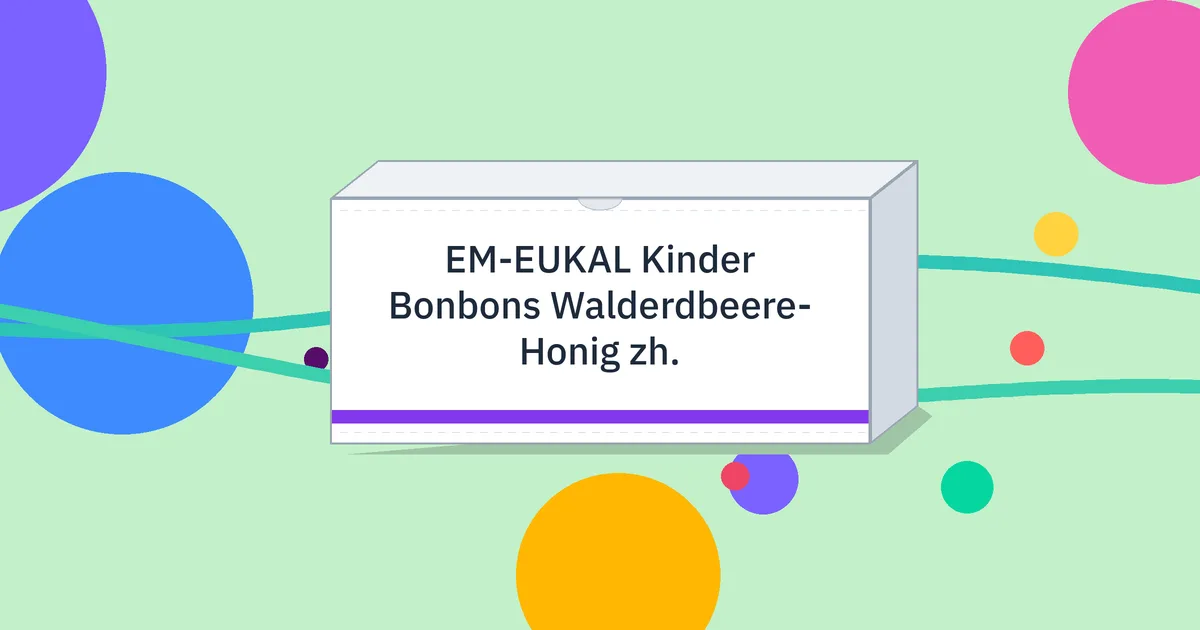 Symbolbild: Packung mit der Aufschrift EM-EUKAL Kinder Bonbons Walderdbeere-Honig zh. (PZN 11112618) – Verfügbarkeit und Bezug in Apotheken in Frankfurt am Main