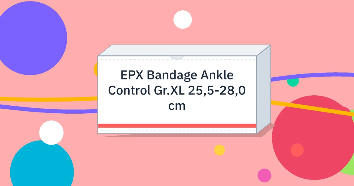 Symbolbild: Packung mit der Aufschrift EPX Bandage Ankle Control Gr.XL 25,5-28,0 cm (PZN 08919814) – Verfügbarkeit und Bezug in Apotheken in Frankfurt am Main