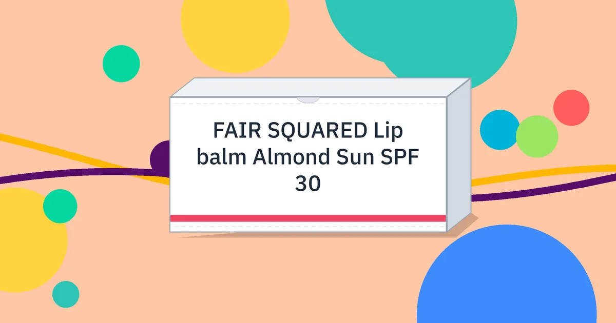 Symbolbild: Packung mit der Aufschrift FAIR SQUARED Lip balm Almond Sun SPF 30 (PZN 13653956) – Verfügbarkeit und Bezug in Apotheken in Frankfurt am Main