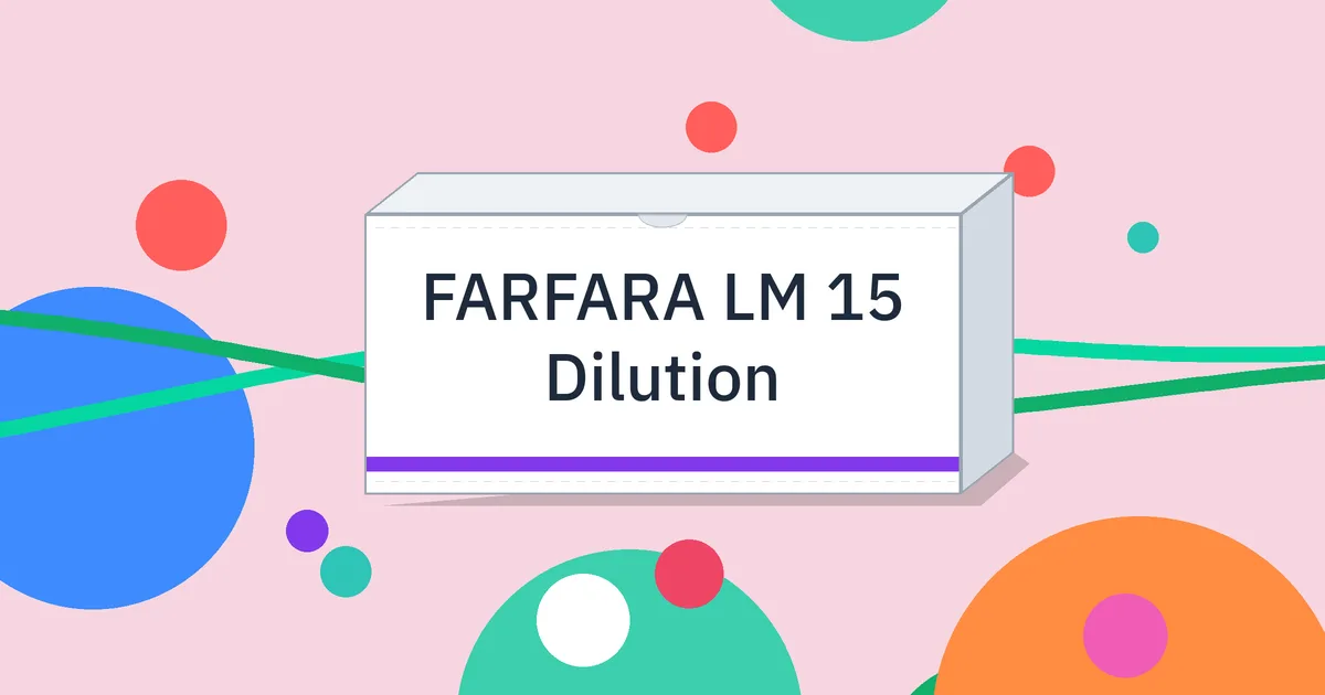 Symbolbild: Packung mit der Aufschrift FARFARA LM 15 Dilution (PZN 13487469) – Verfügbarkeit und Bezug in Apotheken in Frankfurt am Main