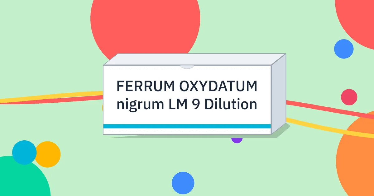 Symbolbild: Packung mit der Aufschrift FERRUM OXYDATUM nigrum LM 9 Dilution (PZN 12851163) – Verfügbarkeit und Bezug in Apotheken in Frankfurt am Main