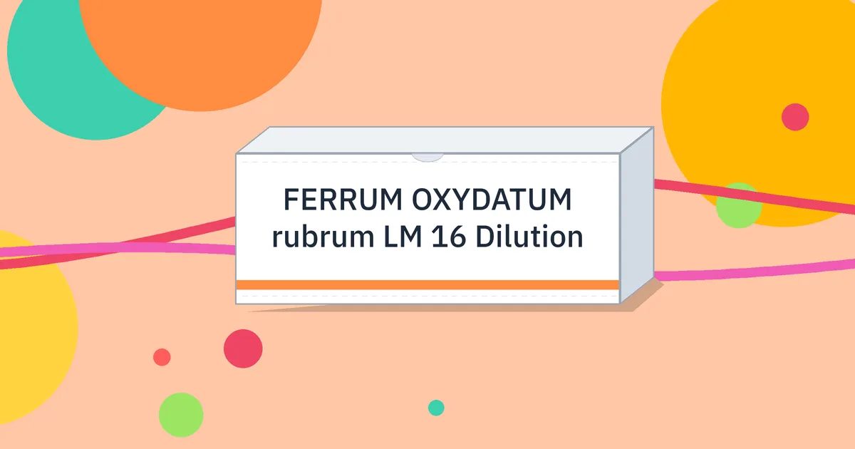 Symbolbild: Packung mit der Aufschrift FERRUM OXYDATUM rubrum LM 16 Dilution (PZN 12851708) – Verfügbarkeit und Bezug in Apotheken in Frankfurt am Main