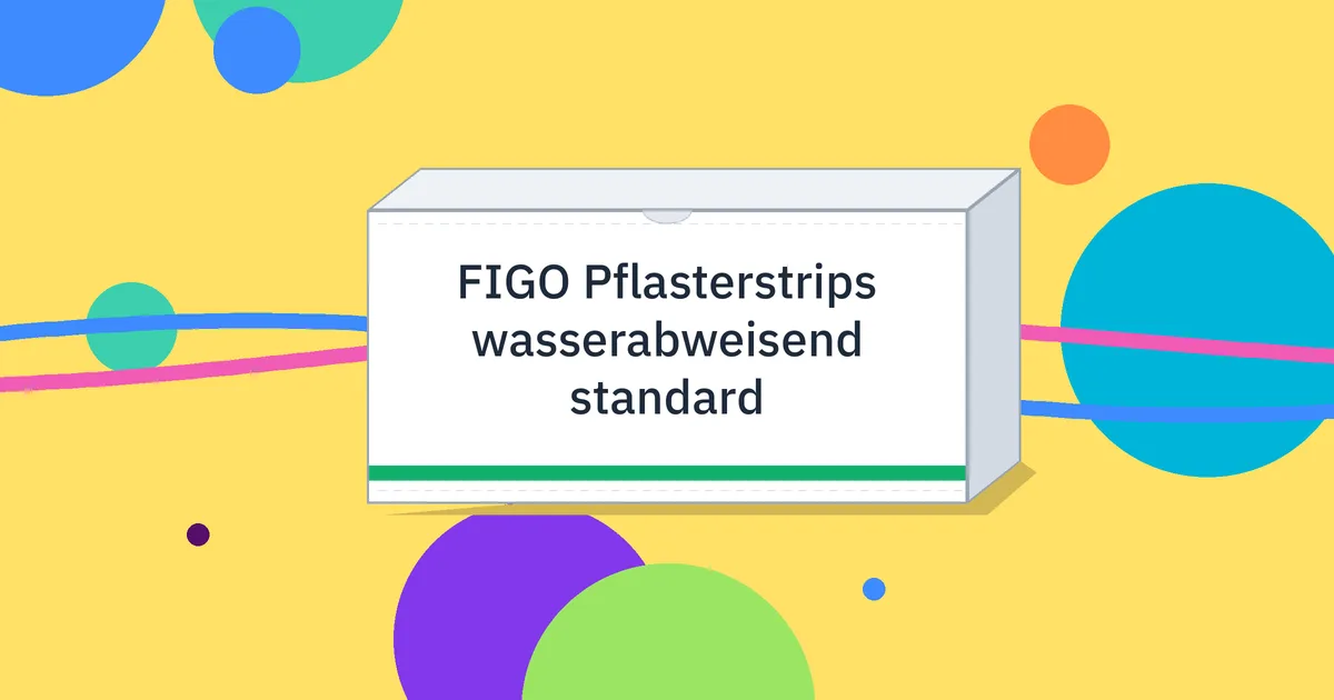 Symbolbild: Packung mit der Aufschrift FIGO Pflasterstrips wasserabweisend standard (PZN 19434675) – Verfügbarkeit und Bezug in Apotheken in Frankfurt am Main