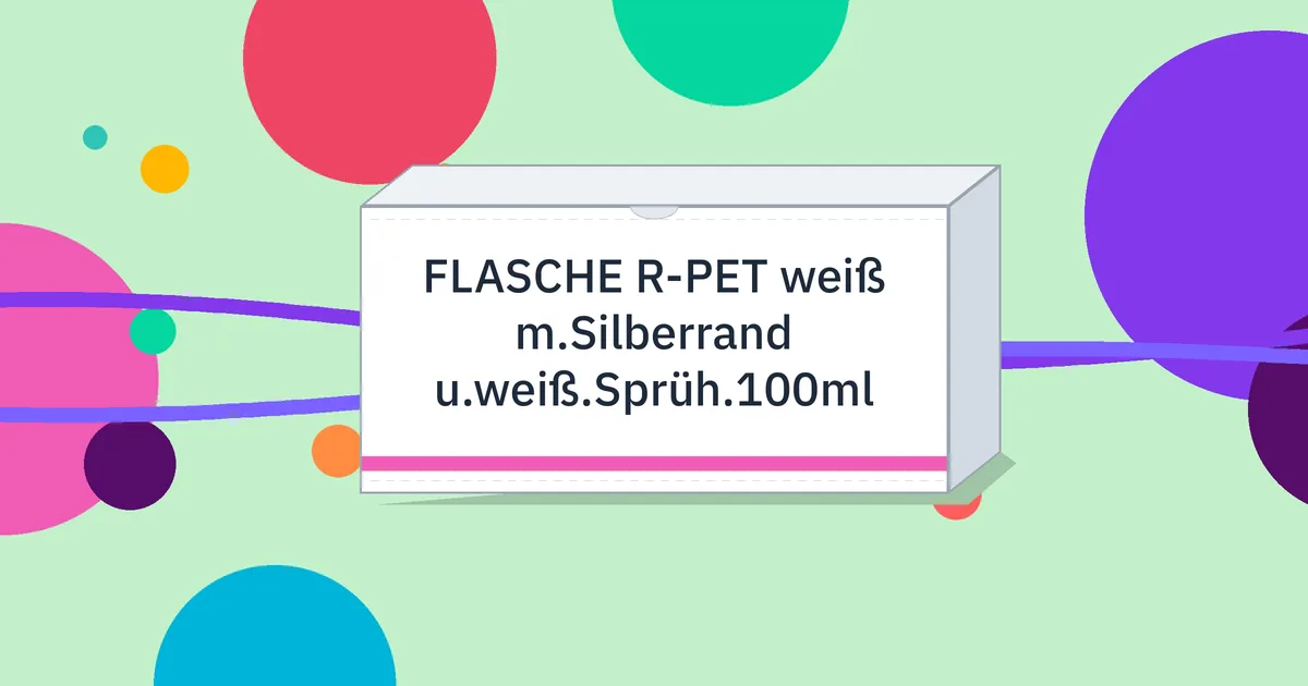 Symbolbild: Packung mit der Aufschrift FLASCHE R-PET weiß m.Silberrand u.weiß.Sprüh.100ml (PZN 16680971) – Verfügbarkeit und Bezug in Apotheken in Frankfurt am Main