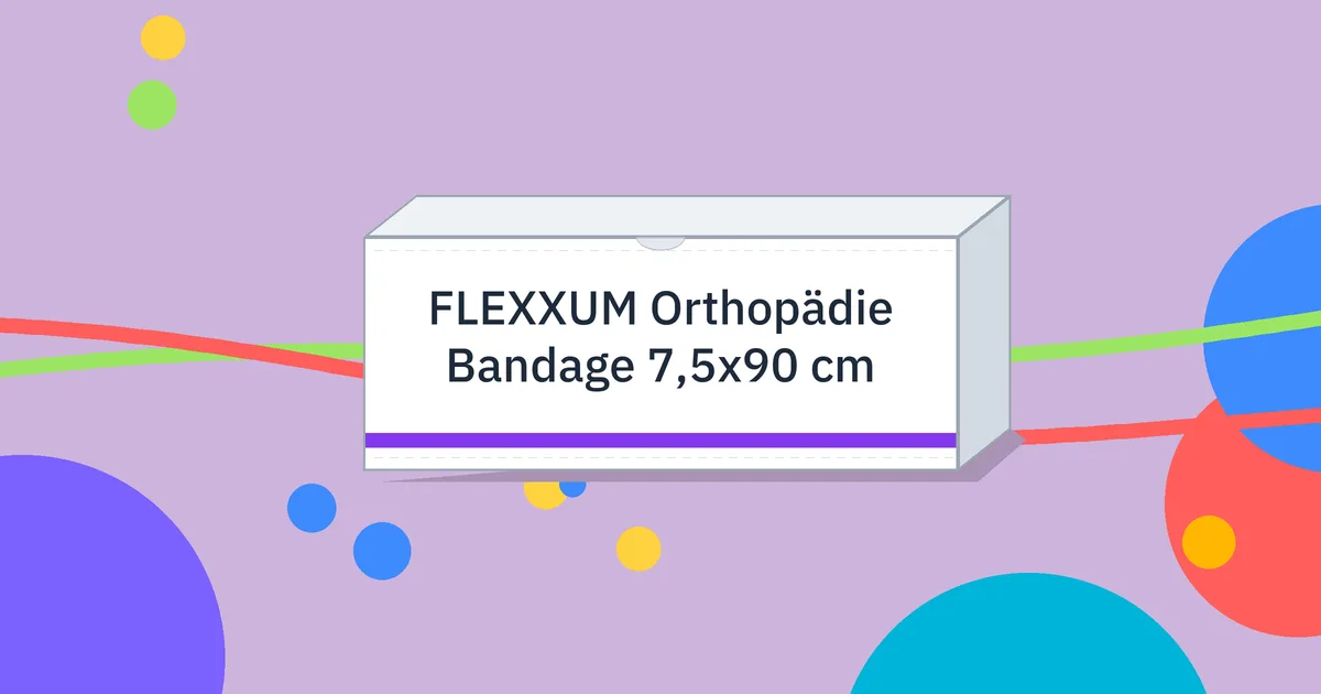 Symbolbild: Packung mit der Aufschrift FLEXXUM Orthopädie Bandage 7,5x90 cm (PZN 01317839) – Verfügbarkeit und Bezug in Apotheken in Frankfurt am Main
