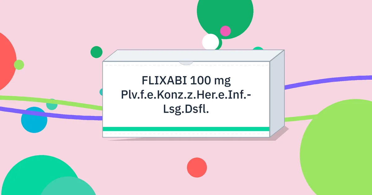 Symbolbild: Packung mit der Aufschrift FLIXABI 100 mg Plv.f.e.Konz.z.Her.e.Inf.-Lsg.Dsfl. (PZN 14162864) – Verfügbarkeit und Bezug in Apotheken in Frankfurt am Main