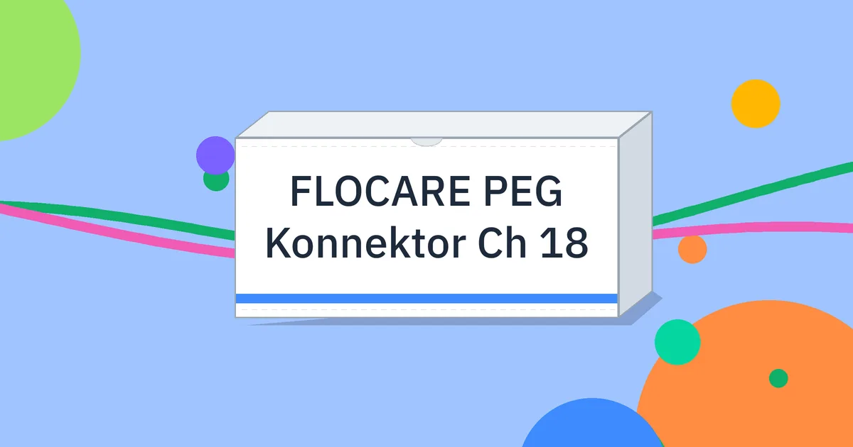 Symbolbild: Packung mit der Aufschrift FLOCARE PEG Konnektor Ch 18 (PZN 11289972) – Verfügbarkeit und Bezug in Apotheken in Frankfurt am Main