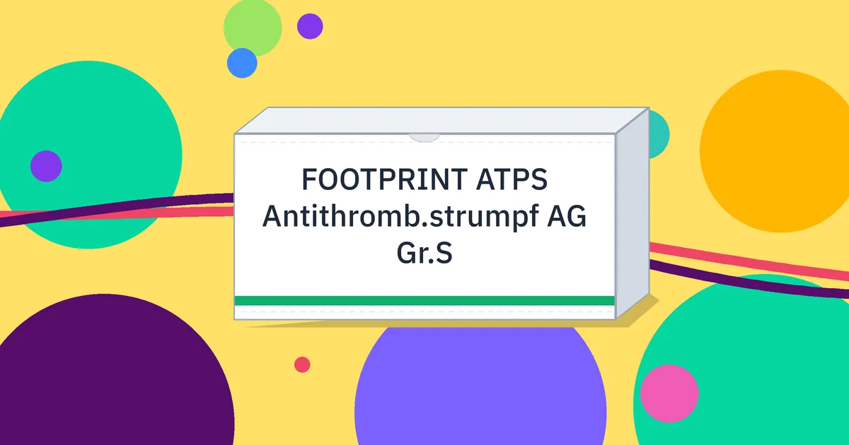 Symbolbild: Packung mit der Aufschrift FOOTPRINT ATPS Antithromb.strumpf AG Gr.S (PZN 11608526) – Verfügbarkeit und Bezug in Apotheken in Frankfurt am Main