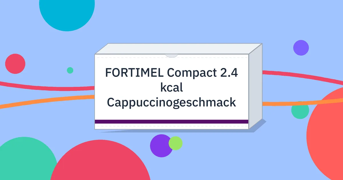 Symbolbild: Packung mit der Aufschrift FORTIMEL Compact 2.4 kcal Cappuccinogeschmack (PZN 19647170) – Verfügbarkeit und Bezug in Apotheken in Frankfurt am Main