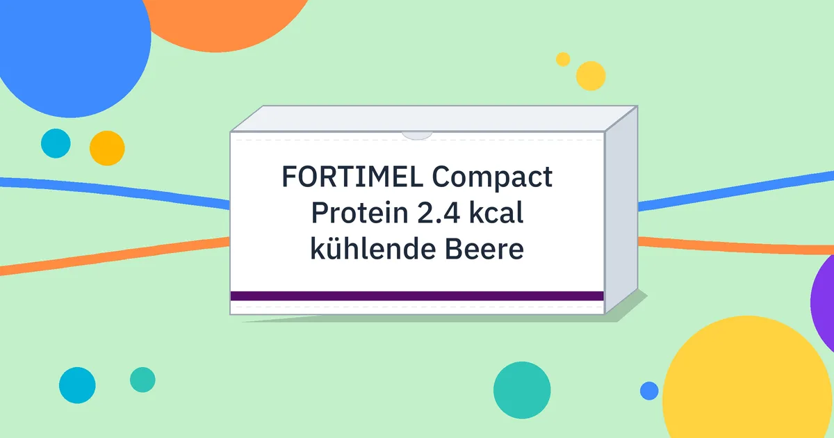 Symbolbild: Packung mit der Aufschrift FORTIMEL Compact Protein 2.4 kcal kühlende Beere (PZN 19490633) – Verfügbarkeit und Bezug in Apotheken in Frankfurt am Main