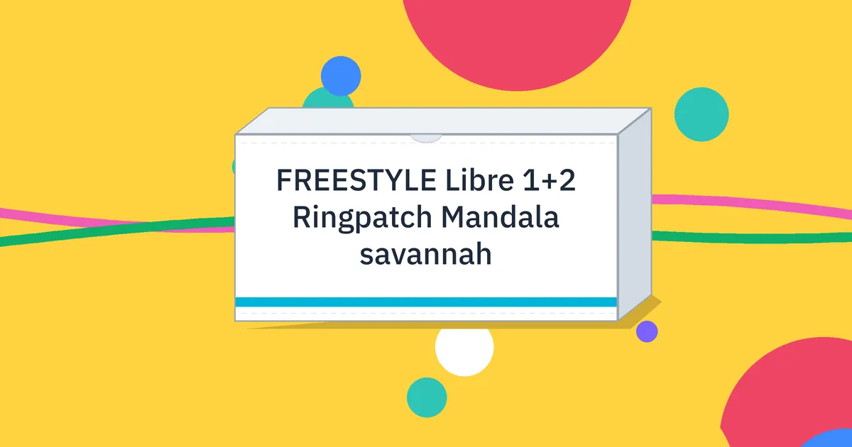 Symbolbild: Packung mit der Aufschrift FREESTYLE Libre 1+2 Ringpatch Mandala savannah (PZN 19866423) – Verfügbarkeit und Bezug in Apotheken in Frankfurt am Main