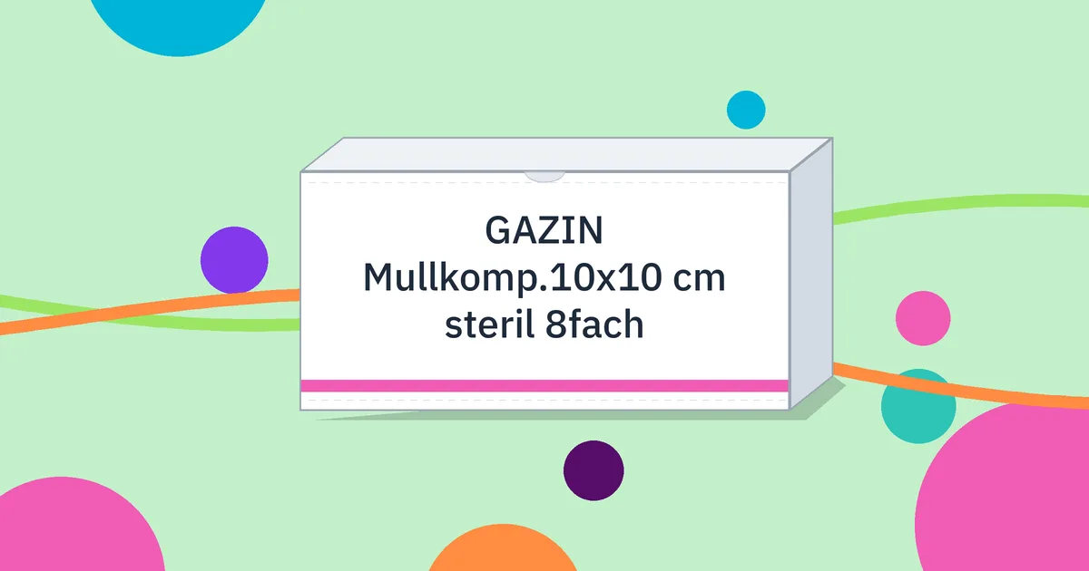 Symbolbild: Packung mit der Aufschrift GAZIN Mullkomp.10x10 cm steril 8fach (PZN 16359565) – Verfügbarkeit und Bezug in Apotheken in Frankfurt am Main