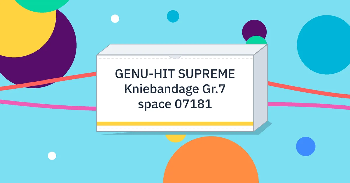 Symbolbild: Packung mit der Aufschrift GENU-HIT SUPREME Kniebandage Gr.7 space 07181 (PZN 20095770) – Verfügbarkeit und Bezug in Apotheken in Frankfurt am Main