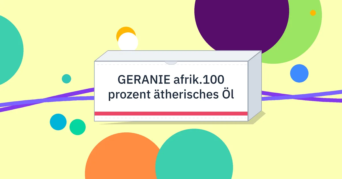 Symbolbild: Packung mit der Aufschrift GERANIE afrik.100 prozent ätherisches Öl (PZN 07205550) – Verfügbarkeit und Bezug in Apotheken in Frankfurt am Main