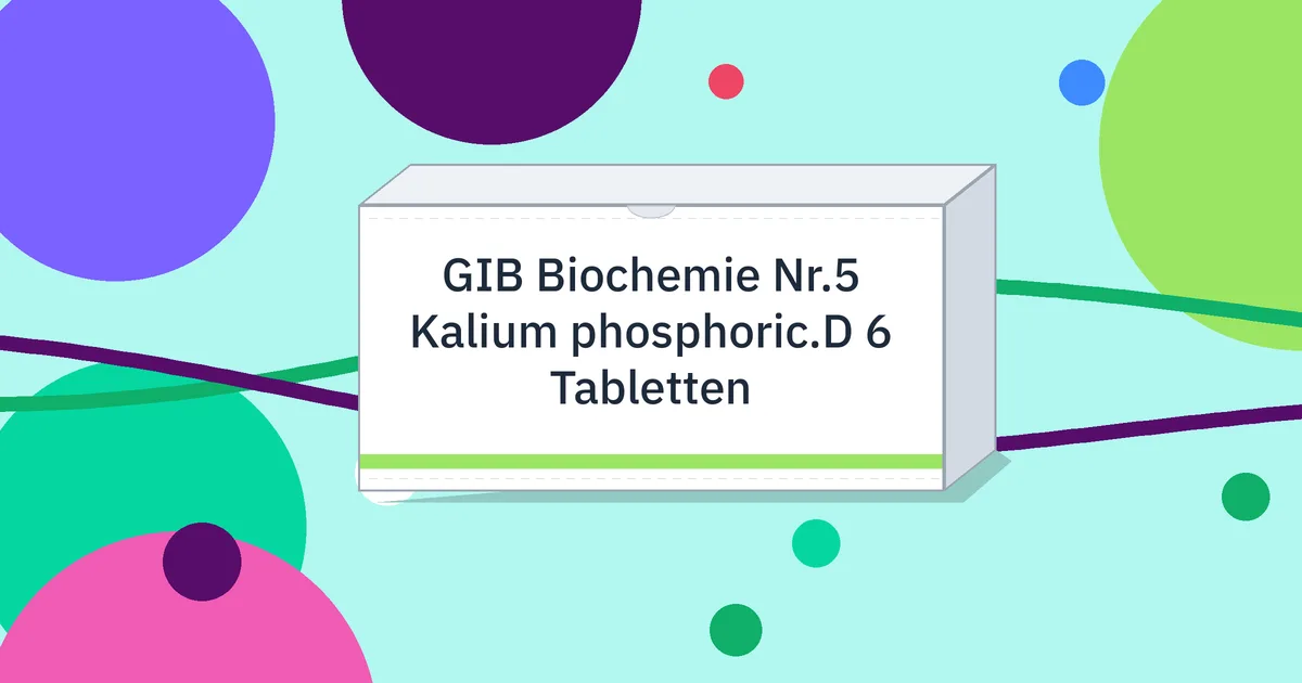 Symbolbild: Packung mit der Aufschrift GIB Biochemie Nr.5 Kalium phosphoric.D 6 Tabletten (PZN 08481418) – Verfügbarkeit und Bezug in Apotheken in Frankfurt am Main